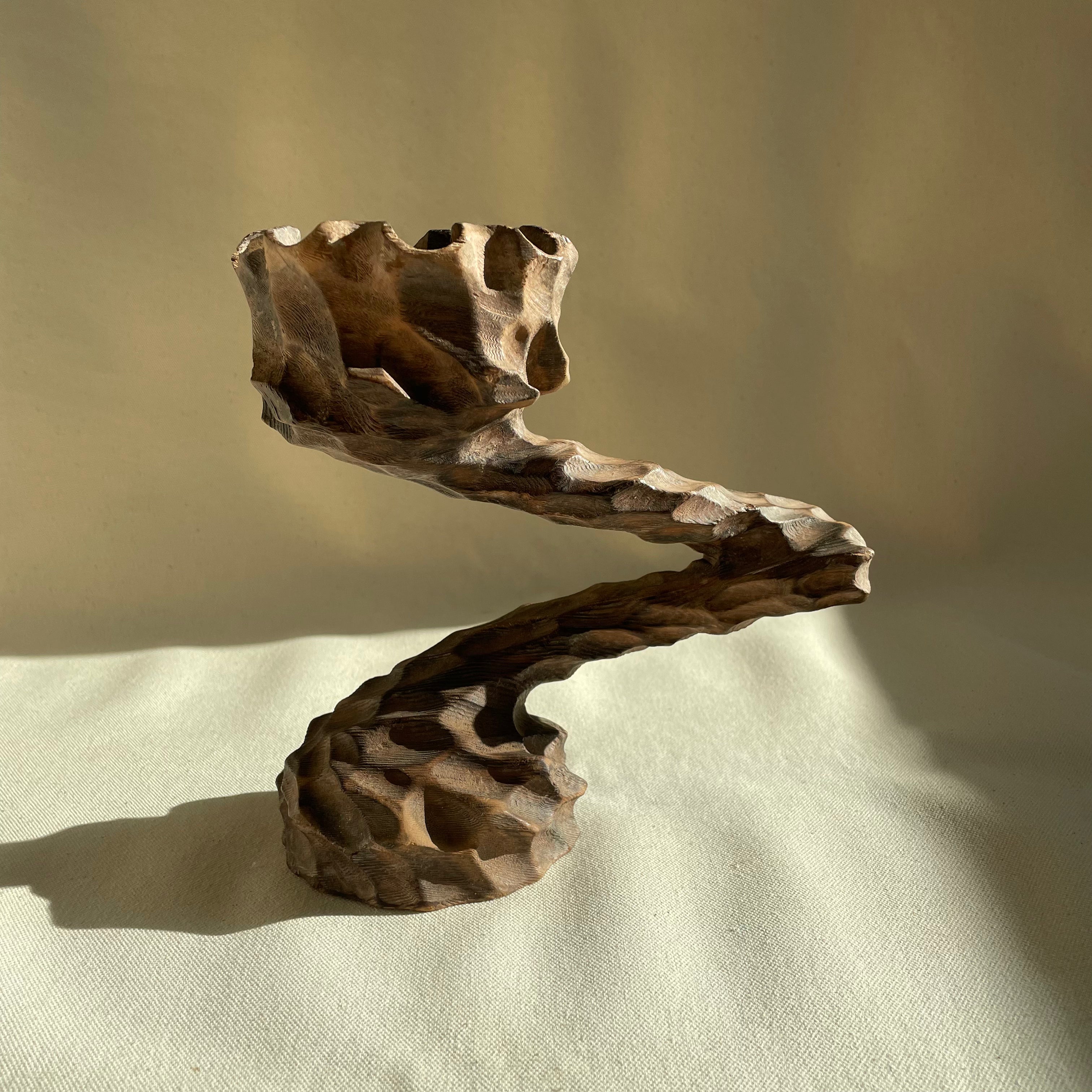 Hand Carved Wood Candlestick – ONHSI